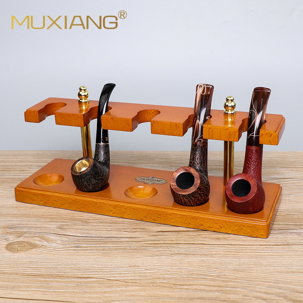 Wooden Pipe Holder Pipe Display Stand 5-Bit Vertical Five-Bit Wooden ...
