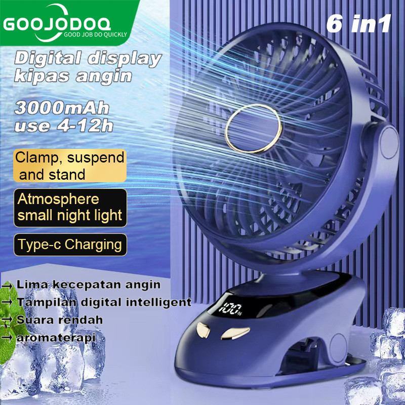 Mini Fan Goojodoq 3000mAh USB Clip Fan Rotating Mini Desktop Fan Clip ...