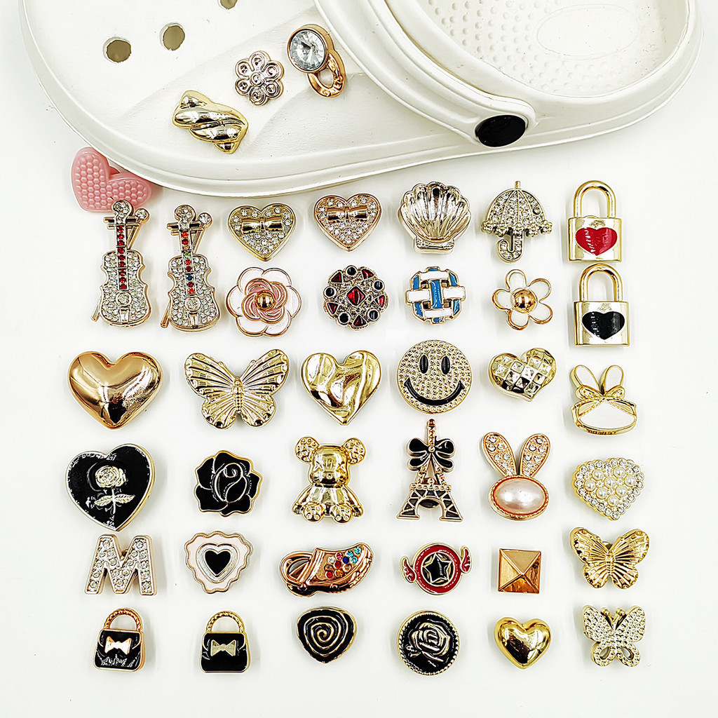 Croc Gold Jibz Button Pins DIY Set Shoes Charm 1 Piece | Shopee Malaysia