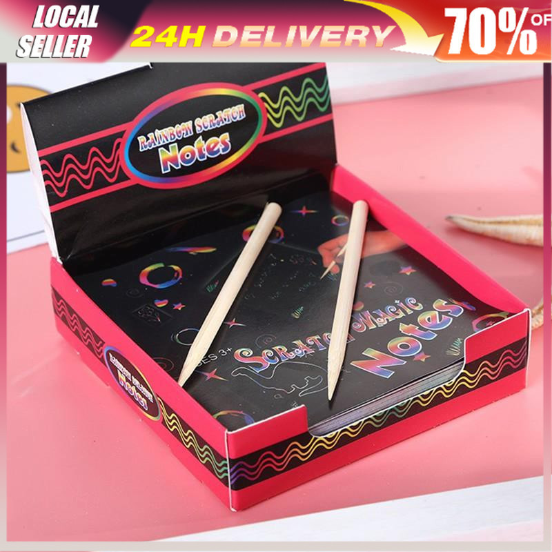 Rainbow scratch paper Black Scratch Off Art Boards DIY Art Painting ...