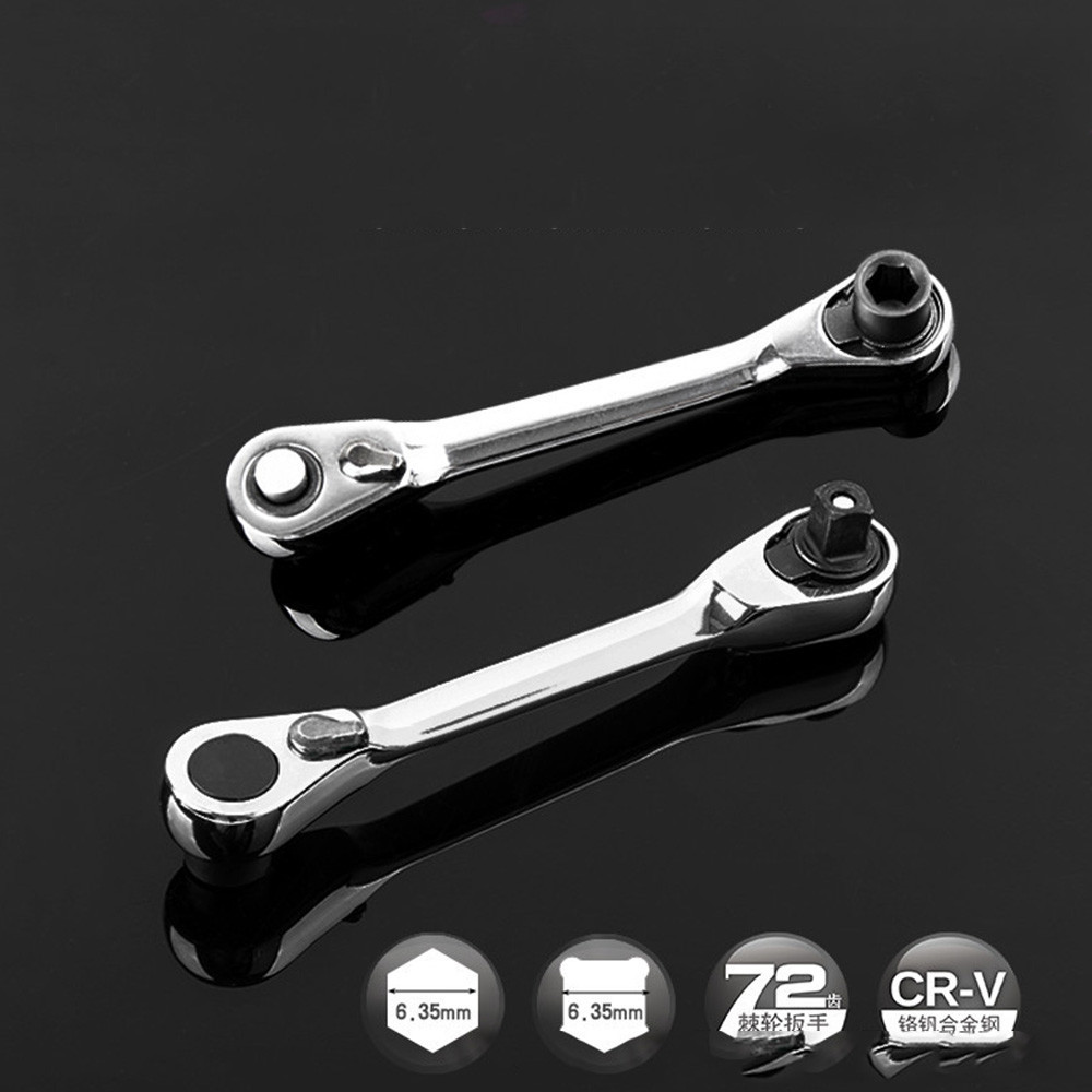 Mini 1/4" Ratchet Wrench Double Ended Quick Hex Torque Spanner Set Rod ...