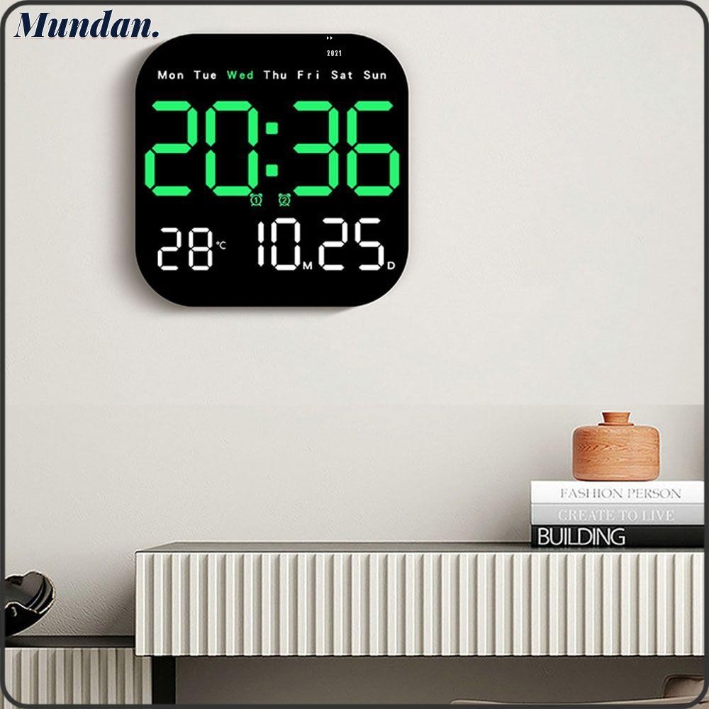 MUNDAN Electronic Wall Clock, Wall-mounted Temperature Digital LED ...