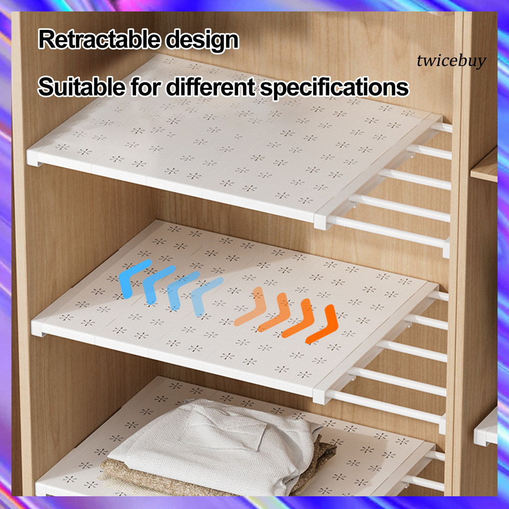 [Twi] Telescopic Wardrobe Shelves Closet Storage Racks Kitchen Bathroom ...