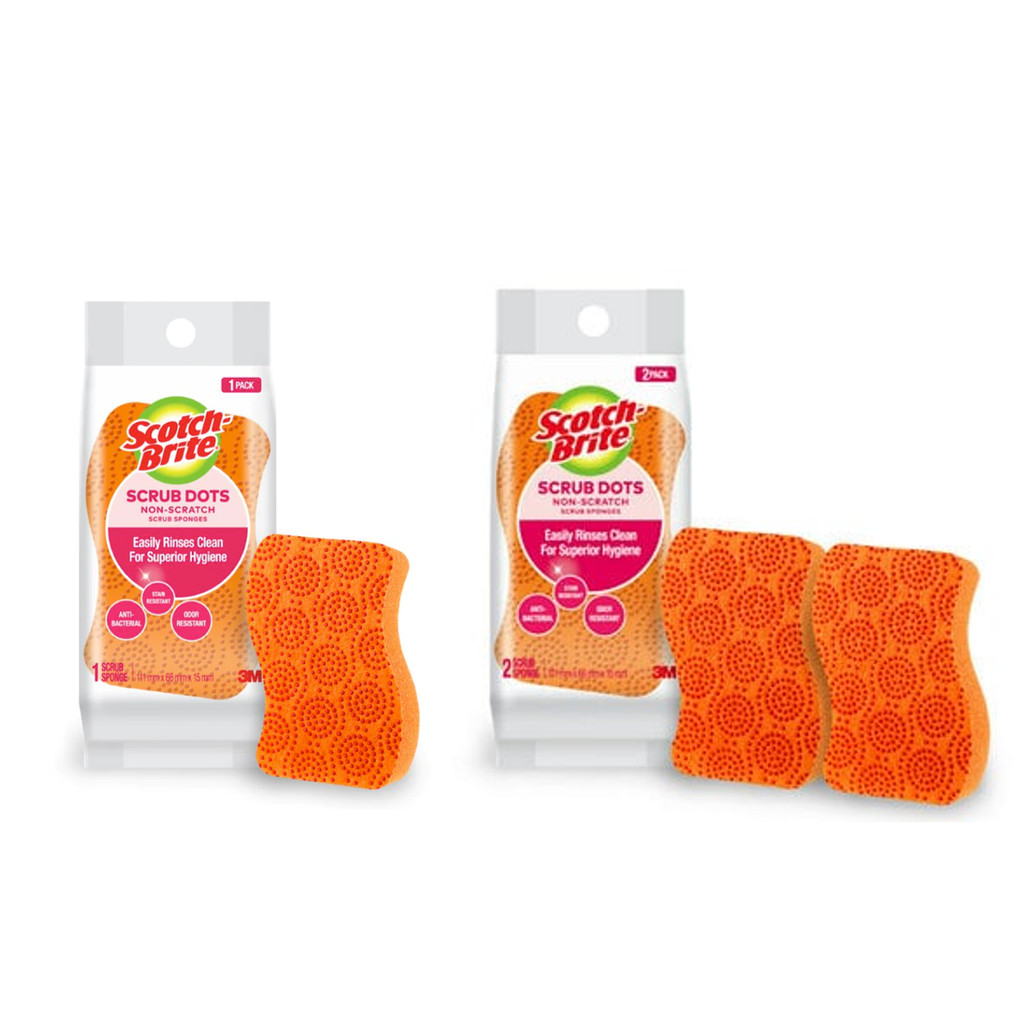 3M Scotch Brite Scrub Dots Non Scratch Antibacterial Scrub Sponge ...