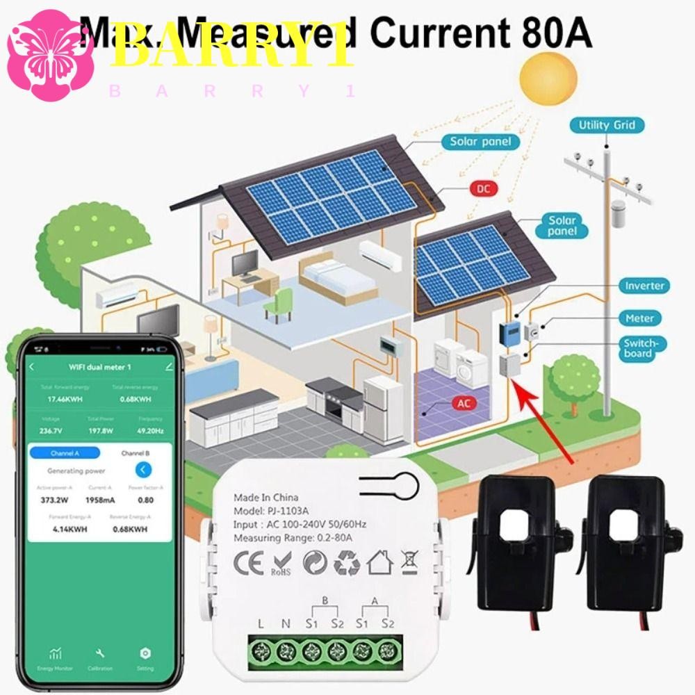 BARRY1 WiFi Smart Electricity Meter, Clamp Single/Dual Channel ...
