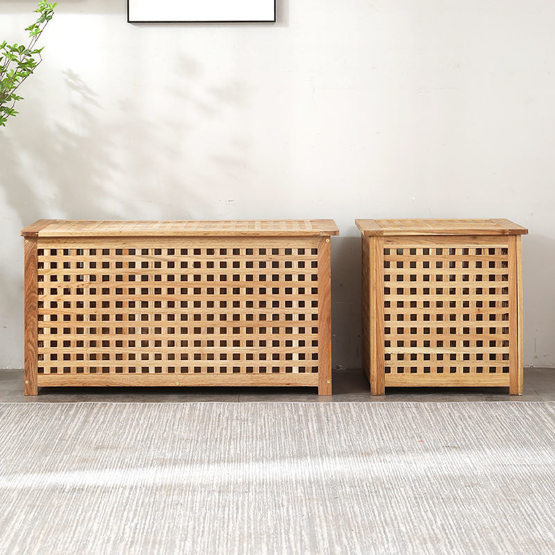 Kotak penyimpanan grid kayu pepejal yang besar, penutup tali pinggang ...