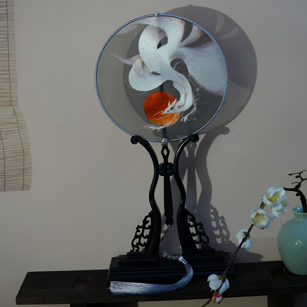 Su Embroidery Double-Sided Embroidery Winding Silk Style Group Fan Yue ...