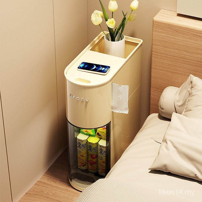 Bedside Table Small Ultra-Narrow Shelf Ultra-Narrow Gap Storage Cabinet ...