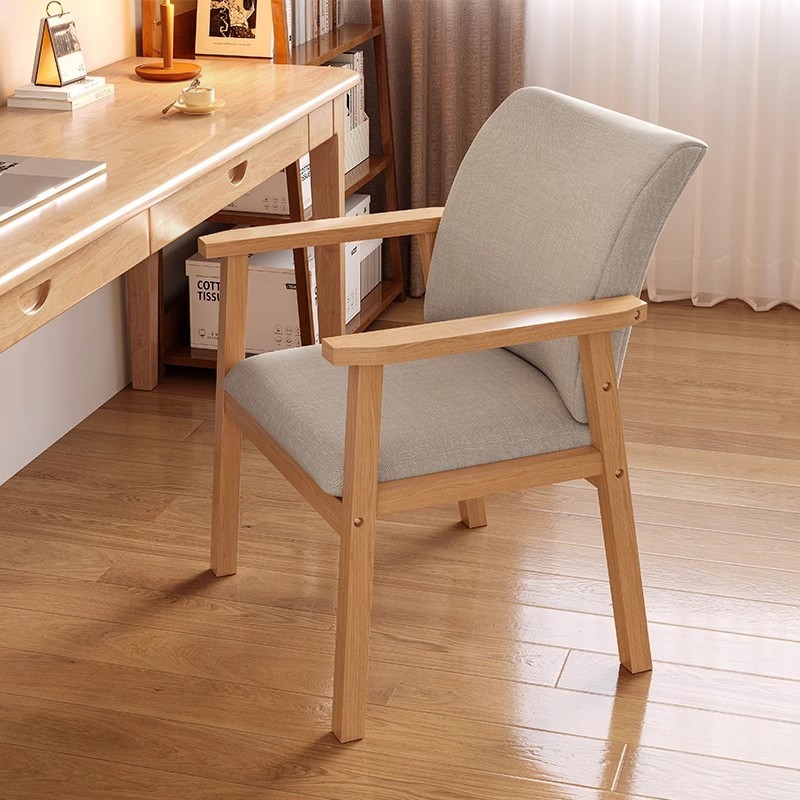 Solid Wood Chair Home Living Room Armrest Dining Chair Simple Desk ...