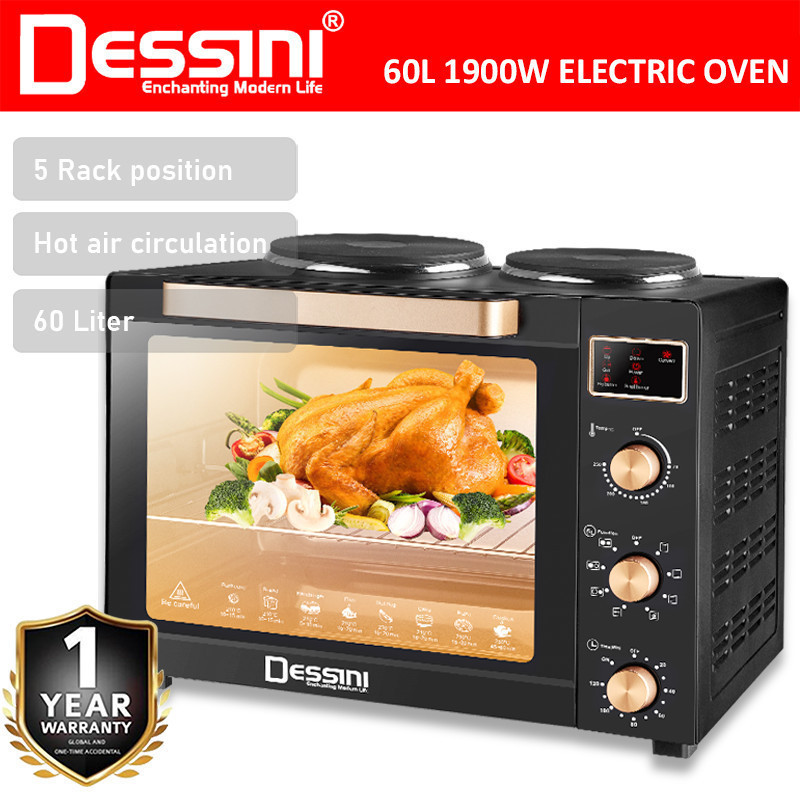 DESSINI ITALY 60L Electric Rotisserie Oven Convection Air Fryer Toaster ...