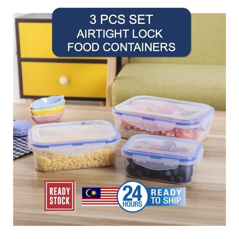 [ LOCAL READY STOCK ] 3pcs Airtght Lock Seal 1000ml 500ml 330ml Food ...