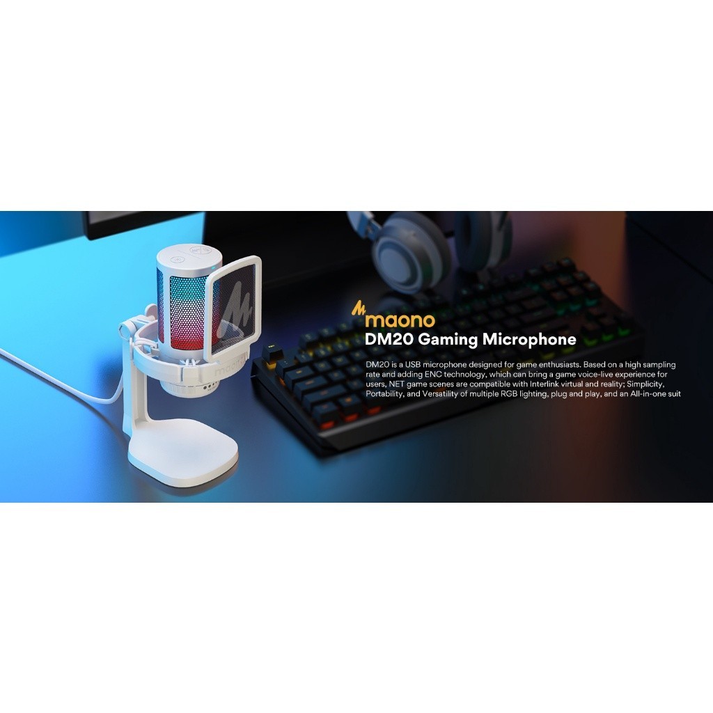 Maono DGM20 USB Microphone RGB Gaming USB Condenser Mic Noise Cancel ...