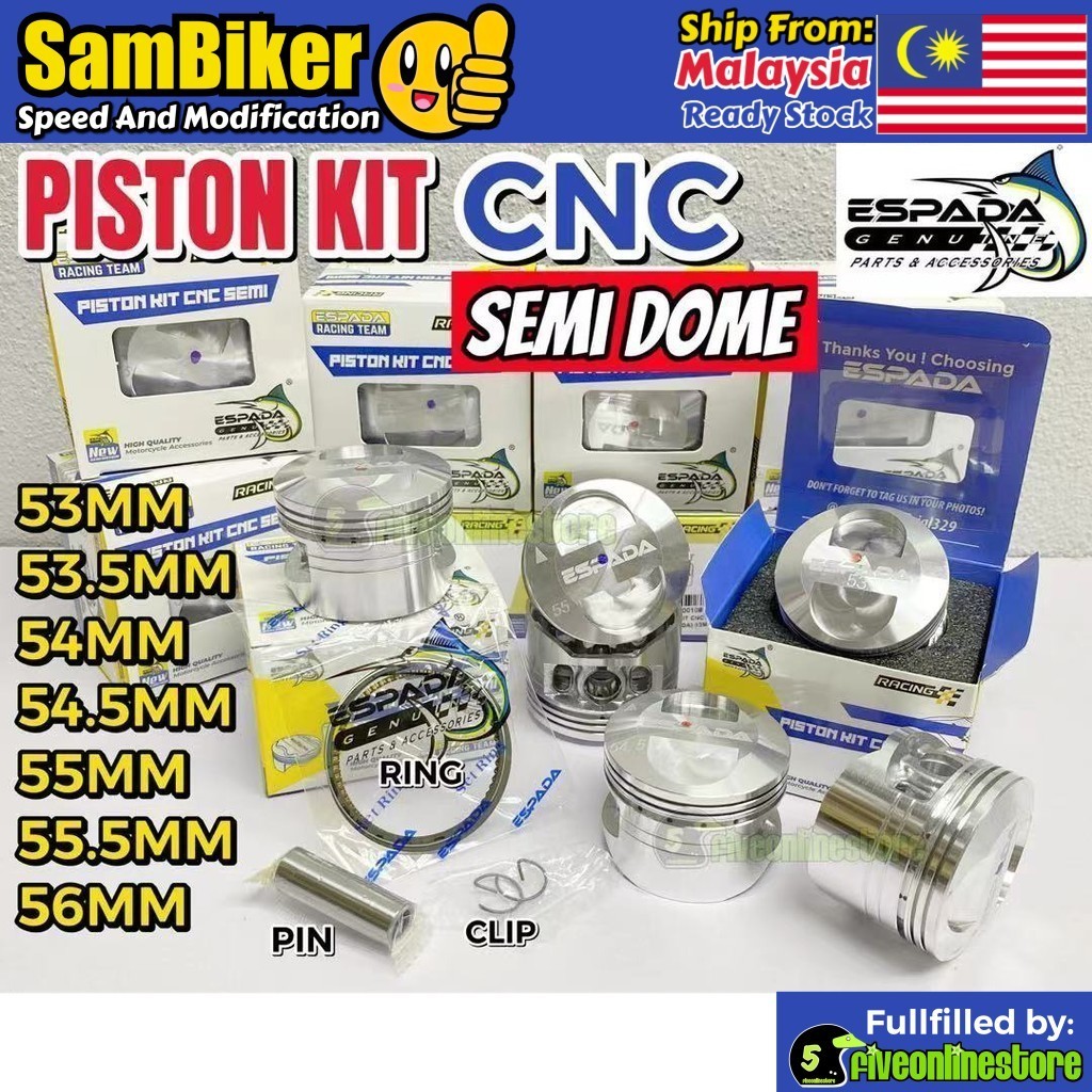ESPADA Piston Kit CNC Sonic Semi Pin 13 Racing Piston Forged Semi Dome ...