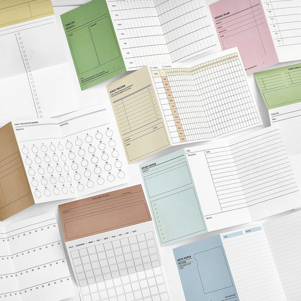 Cdaily|6pcs Foldable Note Paper Simple Line Material Paper Handbook ...