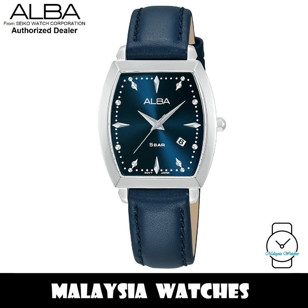 ALBA AH7CT3X Fashion Stainless Steel Case & Leather Strap Women's Watch ...