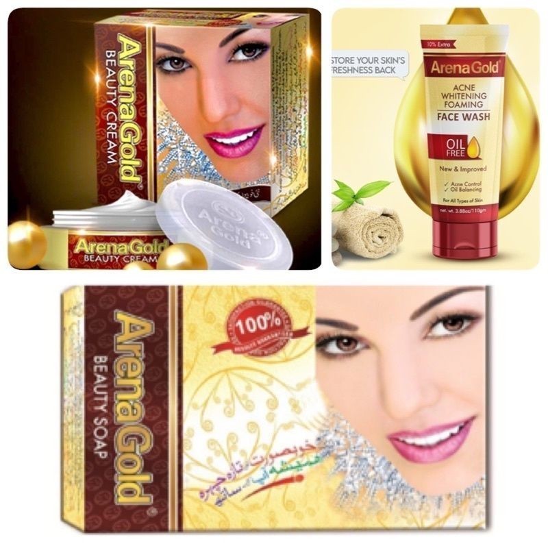 NEW STOCK ARENA GOLD COMBO SET ( BEAUTY CREAM + SABUN + ACNE WHITENING ...