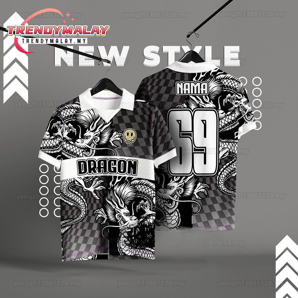Baju DRAGON 2024 Design Jersey Custom Nama Dan Nombor Microfiber T ...
