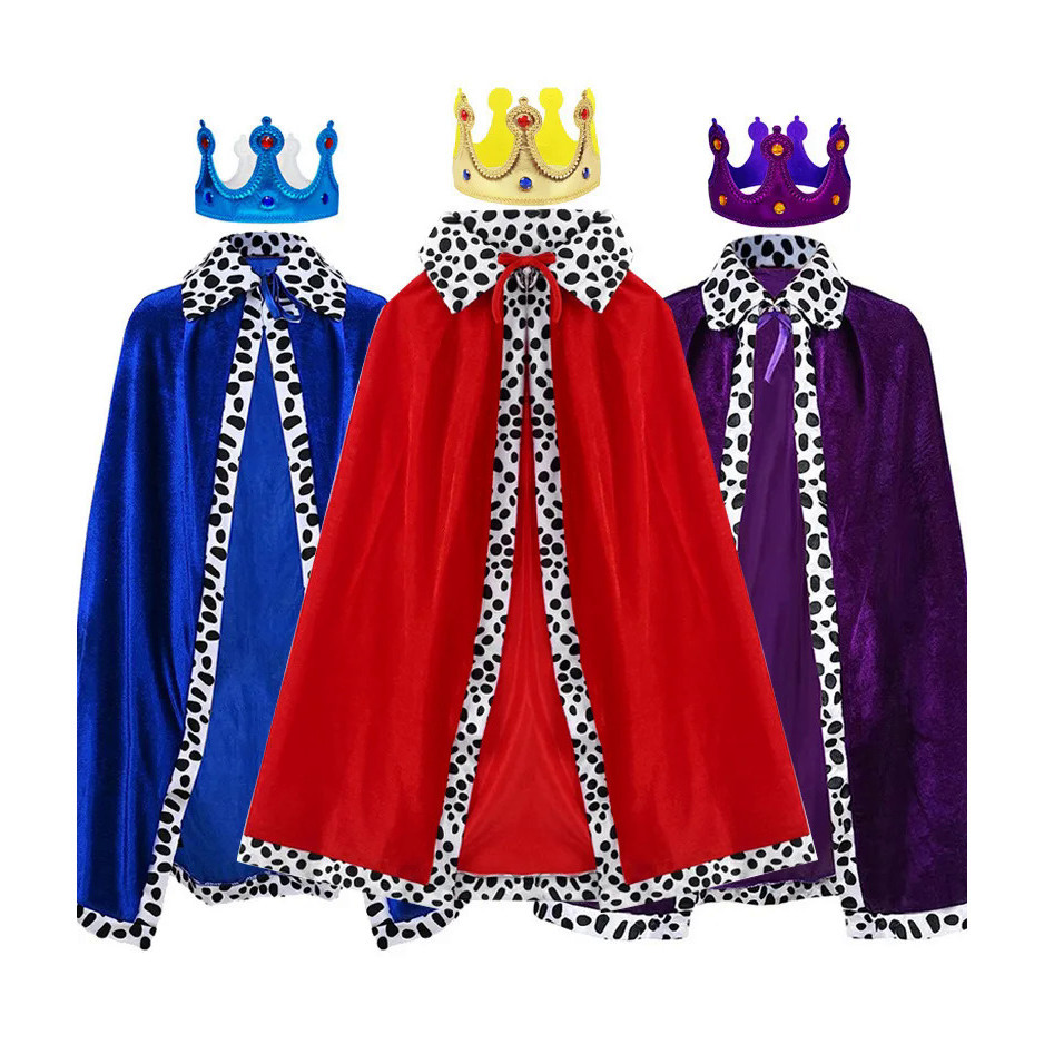 Adult Kids King Emperor Cosplay Costume Red Pleuche Cloak Prince Robe ...