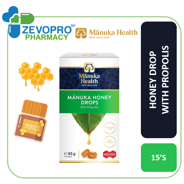 MANUKA HEALTH HONEY DROPS WITH PROPOLIS 65G 15'S [EXP 07/2026] | Shopee ...