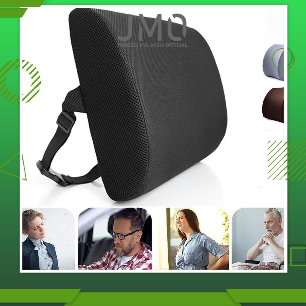 [JMO] Memory Foam Lumbar Support Pillow for Lower Back Pain Ideal Orthopedic Pad for Office and ...