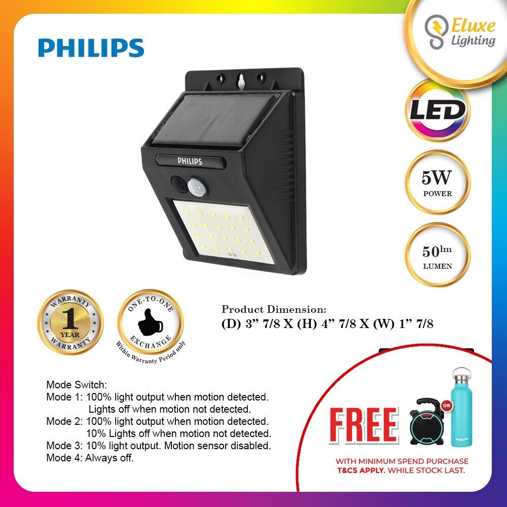 [ PHILIPS ] Essential SmartBright Solar Wall Light LED50 / LED100 ...