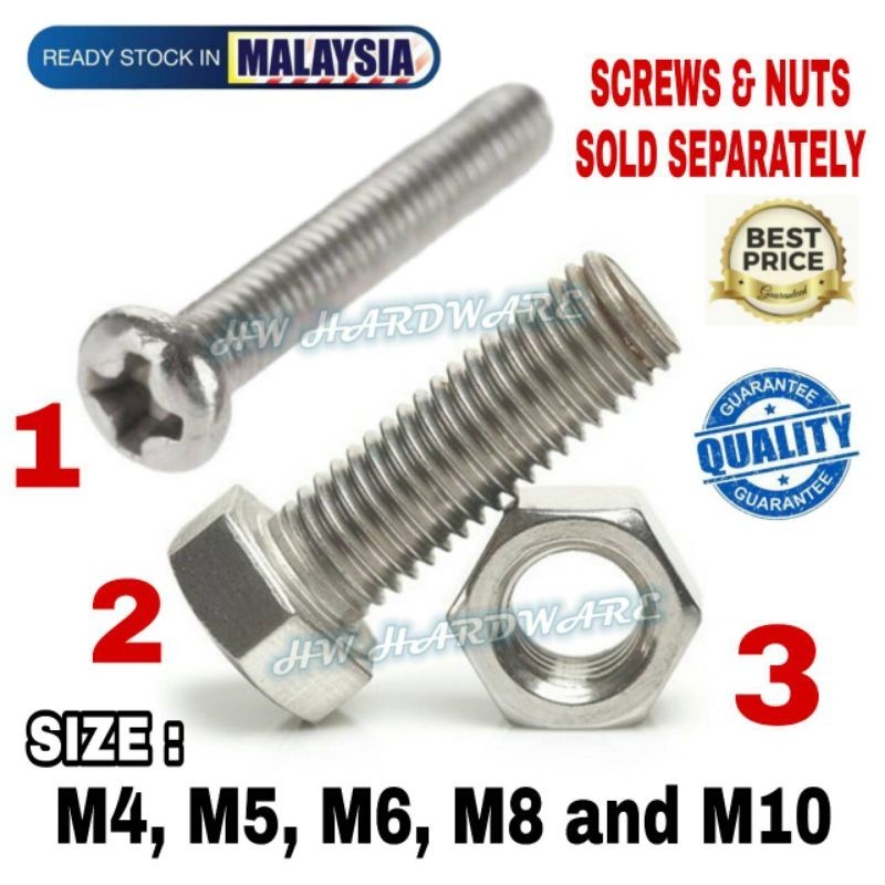 1PCS M4 M5 M6 M8 M10 Hexagon Screws / Philips Pan Head Screws (+) / Hex ...