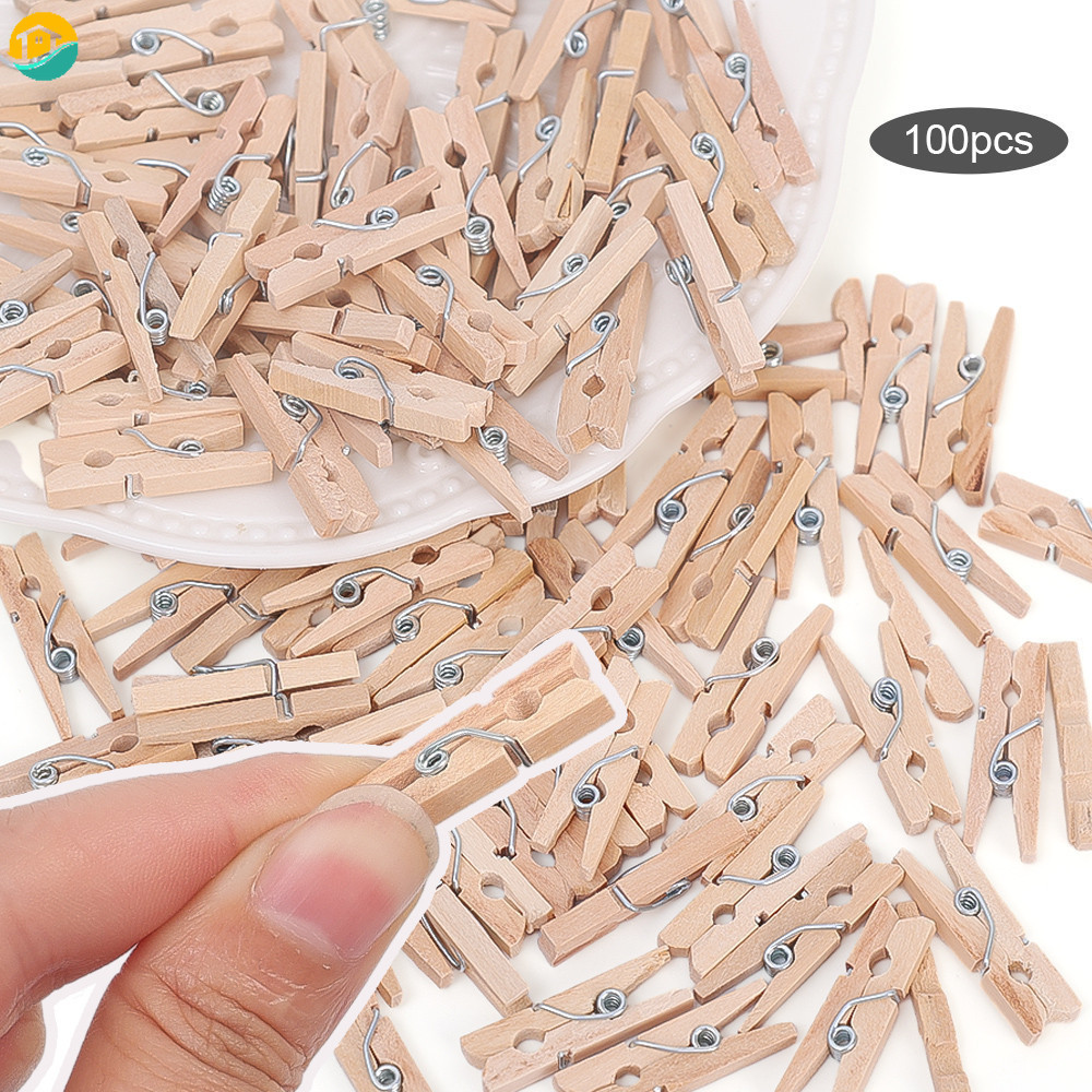 50/100Pcs Mini Wooden Clips Handmade DIY Craft Decorative Photo Clip ...