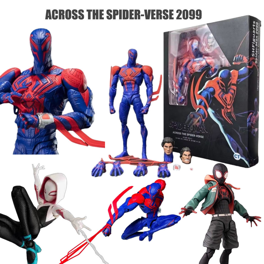SHF SpiderMan 2099 Spider Action Figure Miguel O'Hara J Miles Morales ...