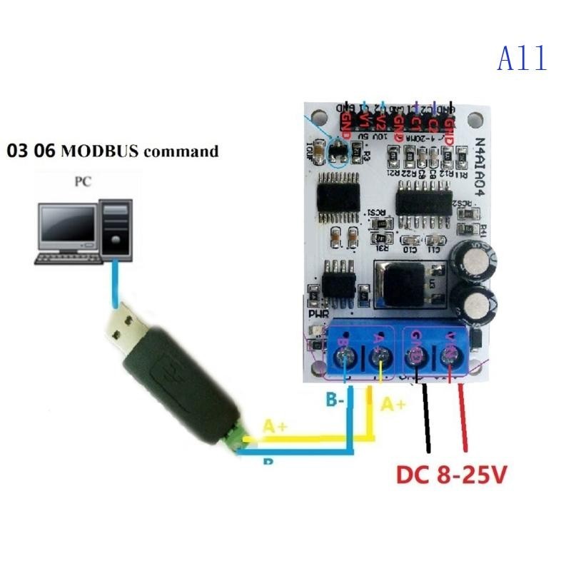 All Modbus RTU 4-Channel Voltage Current Acquisition Module 4-20MA ...