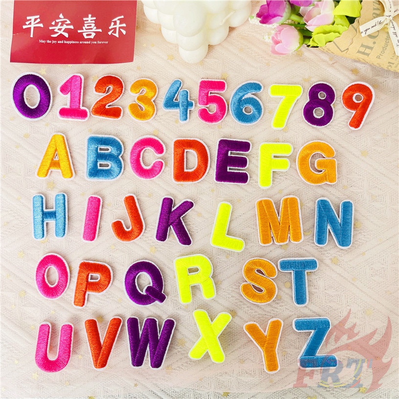 1Pc Colorful Numbers / English Letters Iron-on Patches DIY Embroidery ...