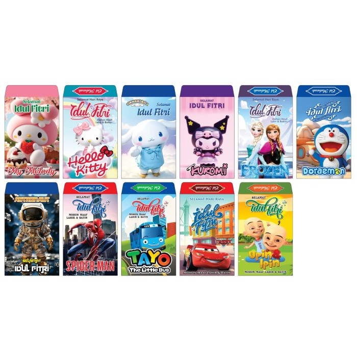 100 SHEET DF CARTOON AMPAU / medium UK Eid envelope 11X7 CM - DF MIX ...