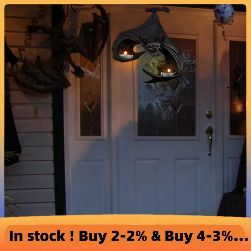 Halloween Bat-Shaped Candlestick Resin Candlestick Resin Hanging Garden ...