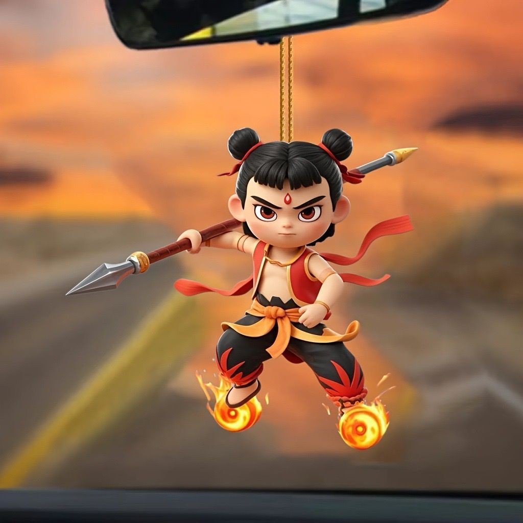 2D哪吒之魔童闹海哪吒个酷帅卡通哪吒钥匙扣挂件饰品后视镜装饰2D Nezha: The Demon Child Roars in the ...