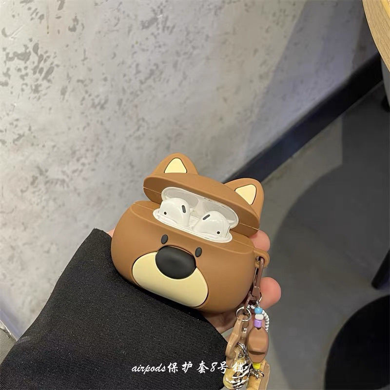 Creative cute Stereo Brown bear AirPods1/2 Generation Earphone Case ...
