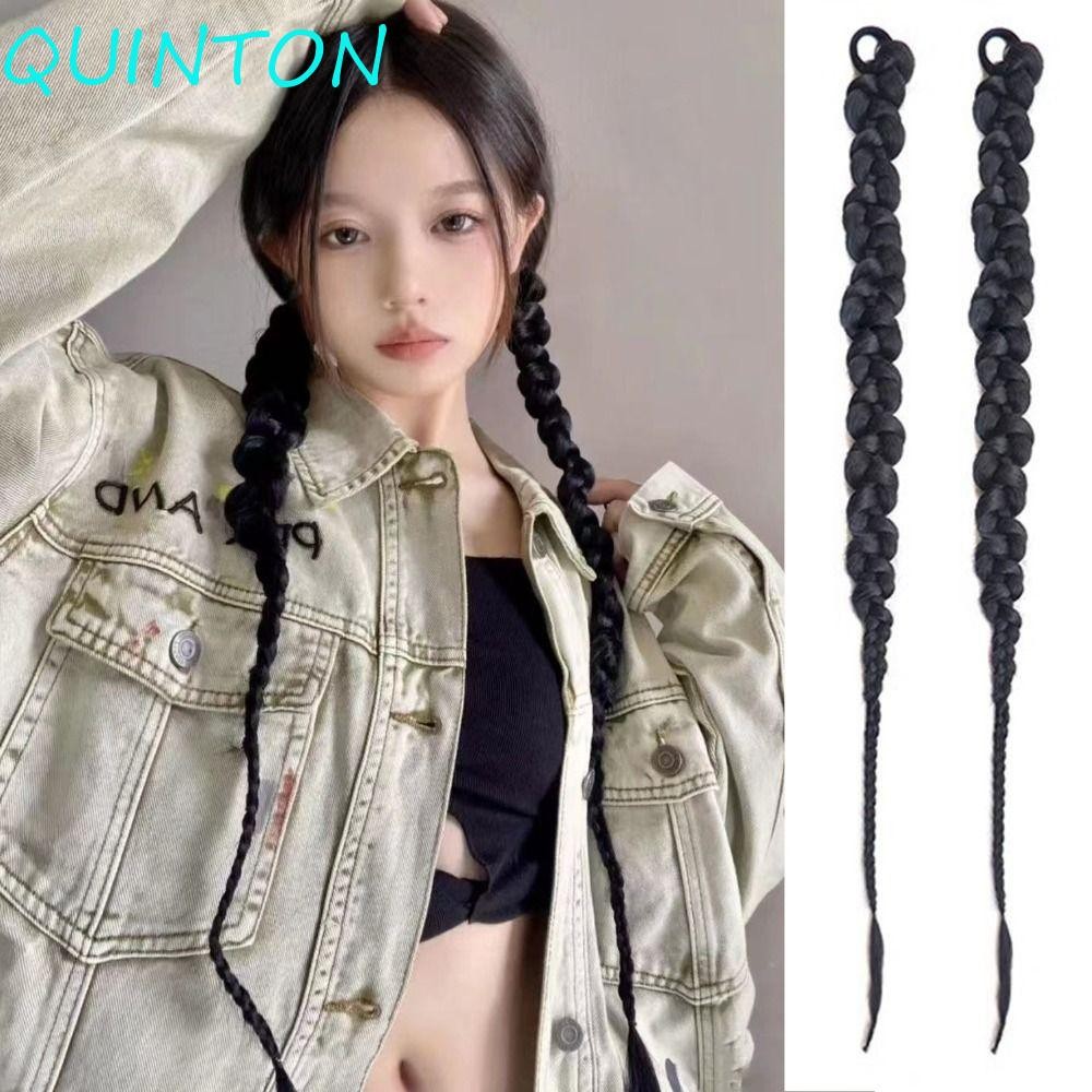 QUINTON Boxing Braids Strap, Synthetic Natural Long Braiding Braid, Fasion Hip Hop Fluffy Rubber ...