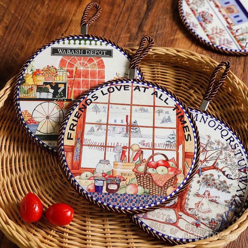 Sheli Eropah retro penebat haba pad tahan suhu panas kaserol anti-panas ...