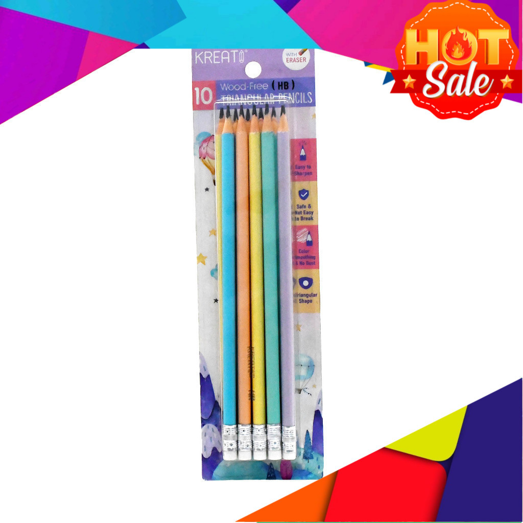 (10pcs/pack) Pensil Tulis, Pensil HB, Pensil Pemadam, Triangular HB ...