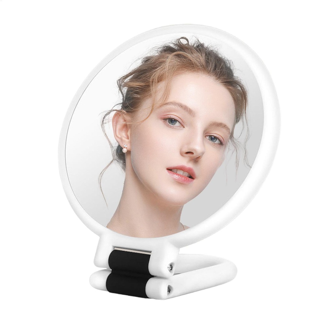 Magnifying Mirror Double Side Foldable Round Tabletop Mirror with Stand ...