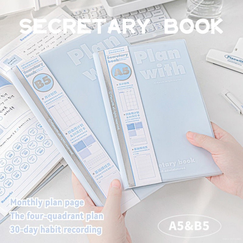 Rubya A5 / B5 Secretary Book | 2024 Soft PU Cover Monthly Planner ...