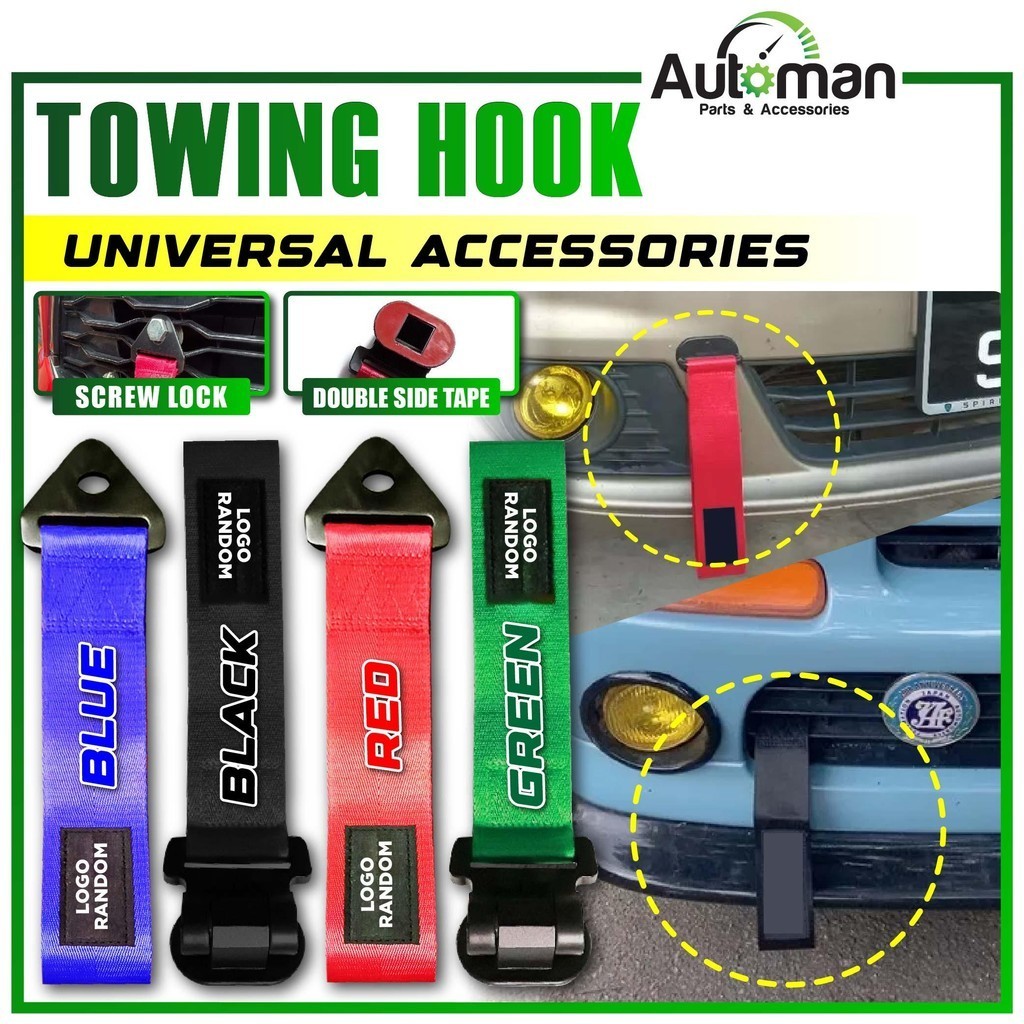 Universal Car Towing Strap Belt Decal Strip sticker Double Tape Bumper ...