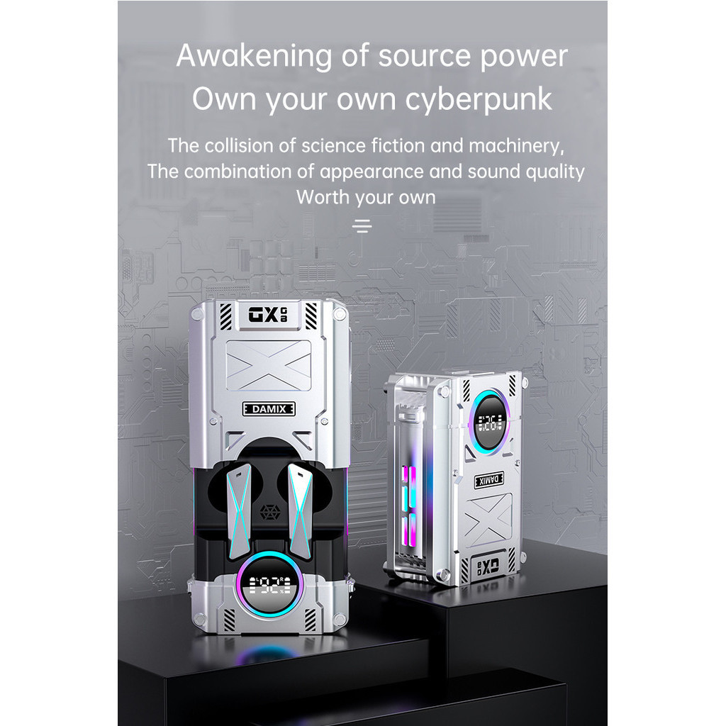 New punk mechanical style DX-08 wireless Bluetooth earphones for stereo high-definition calling ...