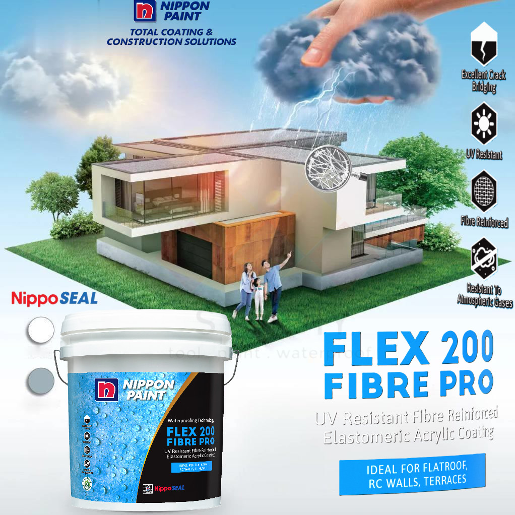 Nippon Waterproofing Technology NippoSEAL Flex 200 Fibre Pro 5kg/ Roof Waterproofing / Bumbung ...
