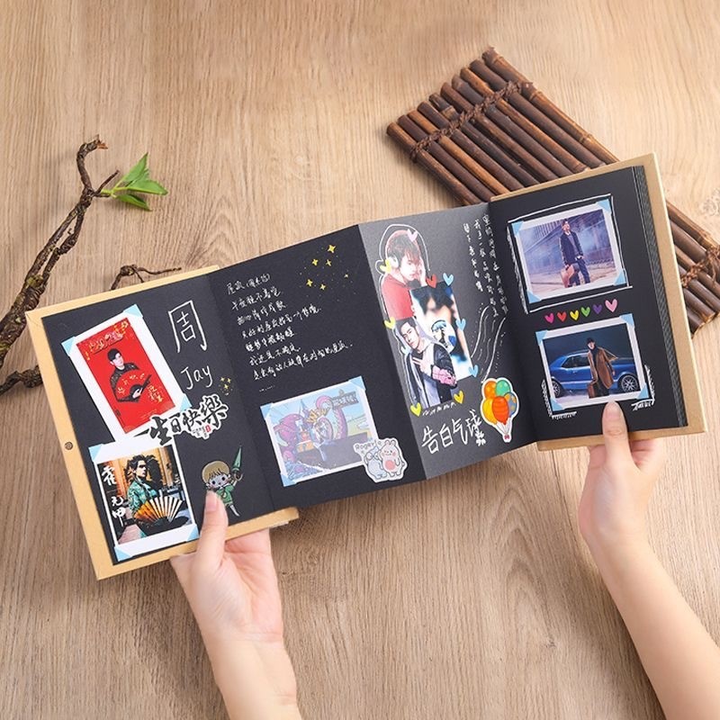 Accordion Foldable diy Photo Album Book Blank Notebook Kraft Paper ...