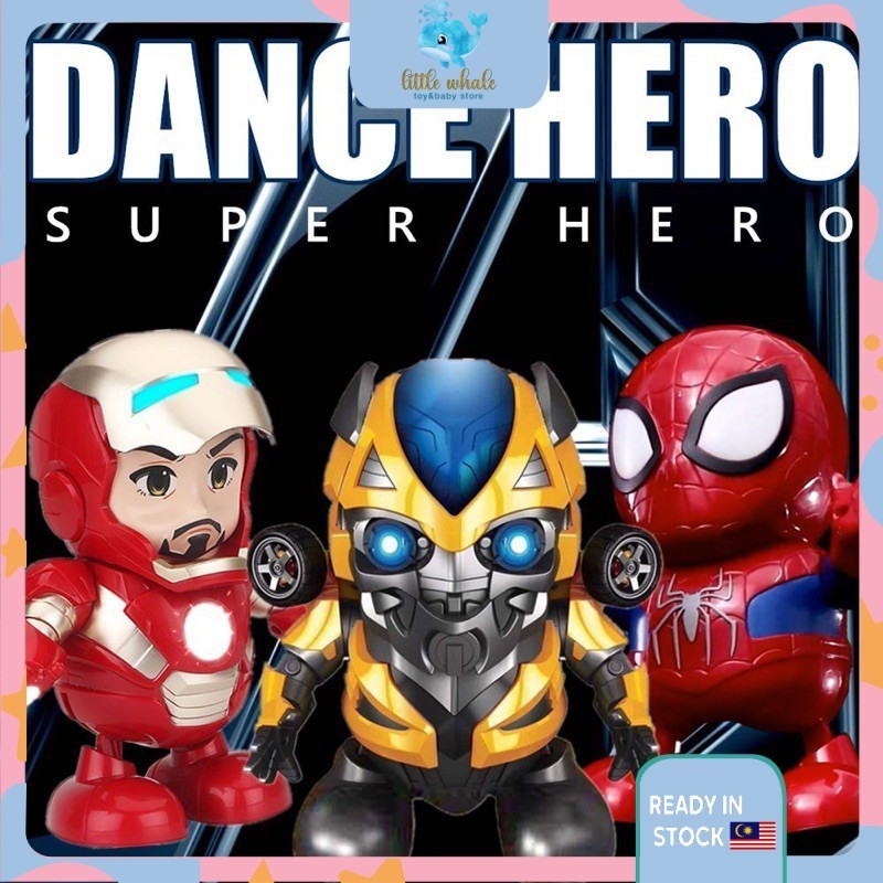 🐳Dancing Super Hero Toy Dance Robot Toys Music Avangers Ironman Iron ...