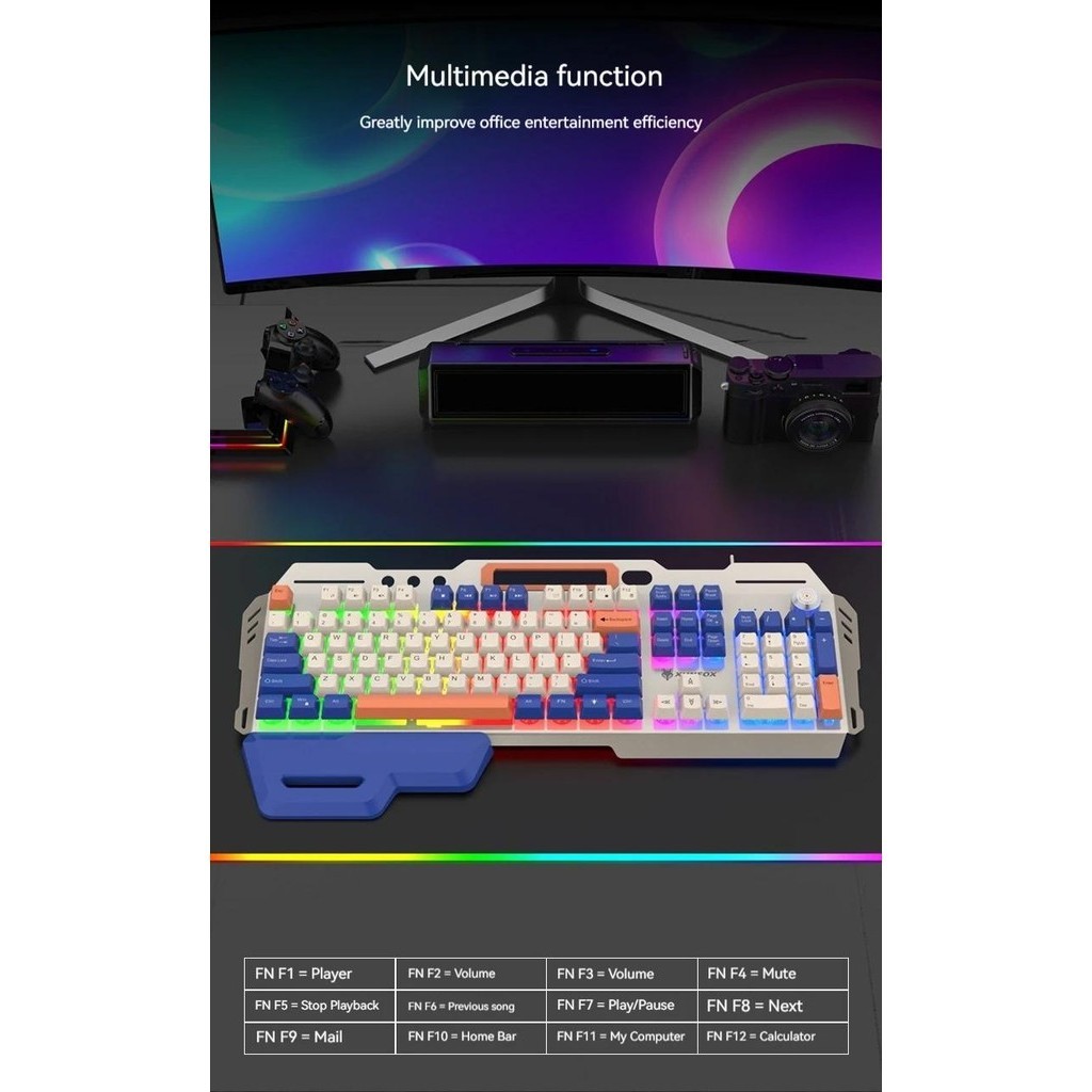 Xuan Silver Fox K90 Mechanical Touch Metal Keyboard And Mouse Set 104 ...