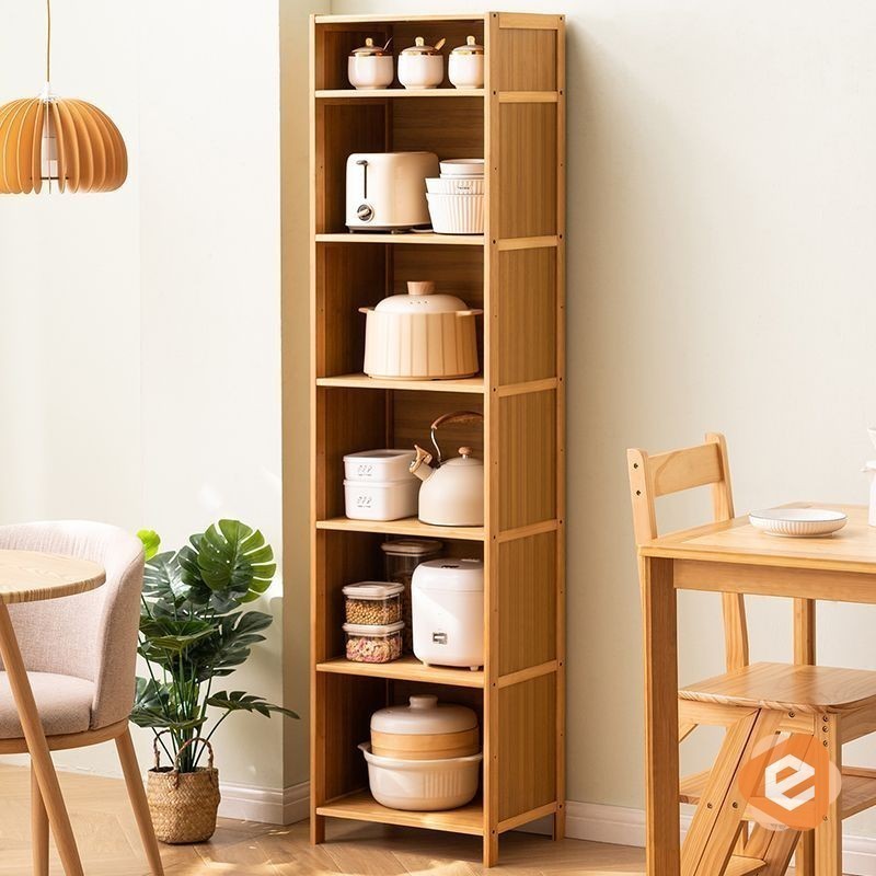 Space-Saving Narrow Sideboard Open Kitchen Bamboo Cabinet Slit Storage ...