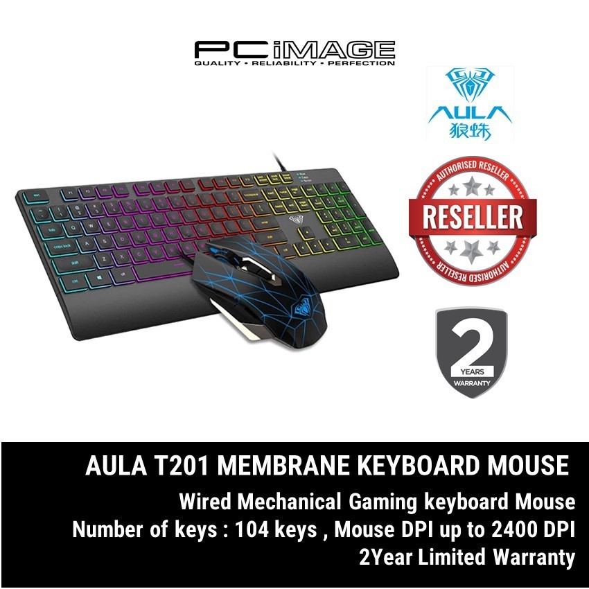 AULA T201 MEMBRANE KEYBOARD+MOUSE COMBO BLACK | Shopee Malaysia
