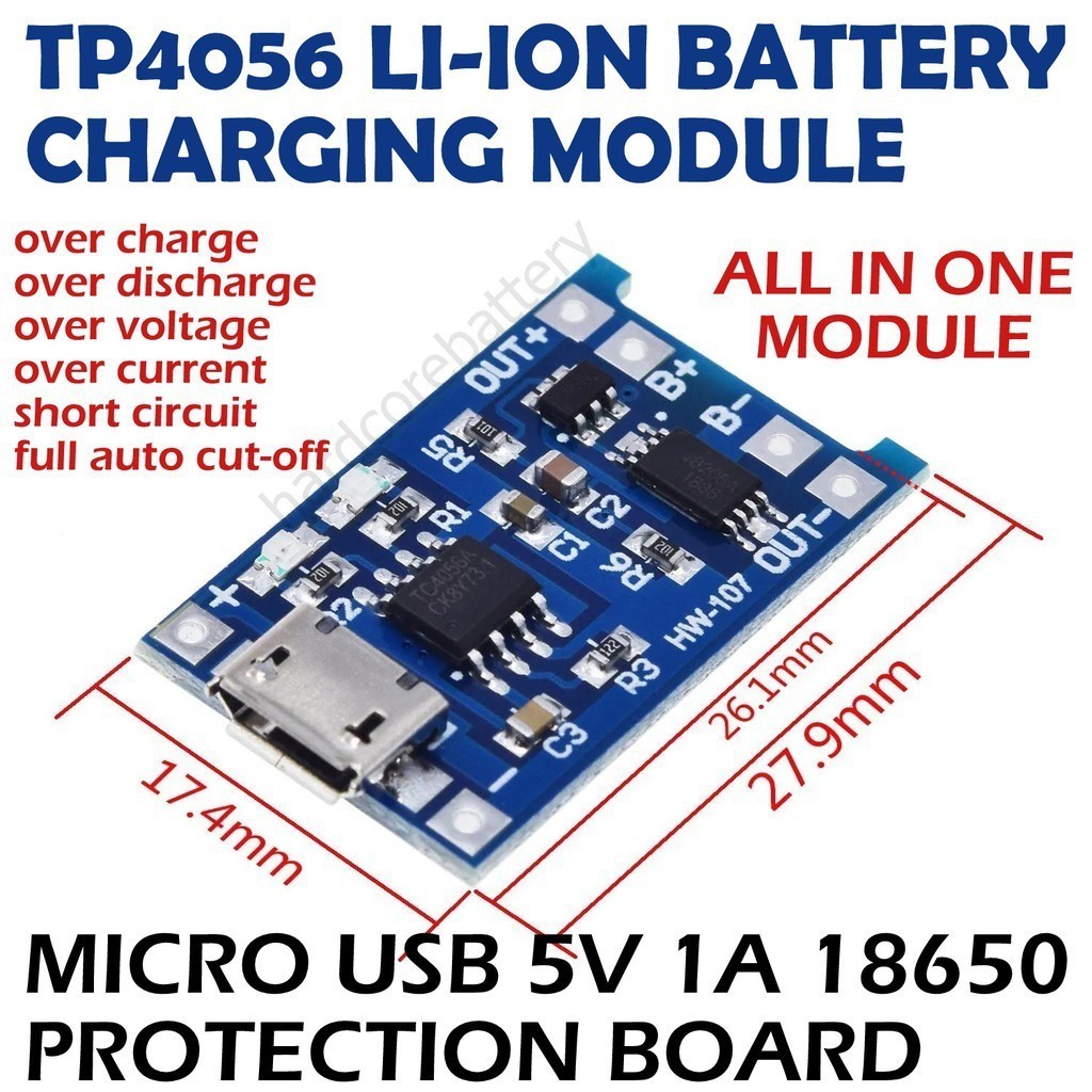 TP4056 Micro USB 5V 1A Battery Charging protection Module Board 18650 ...
