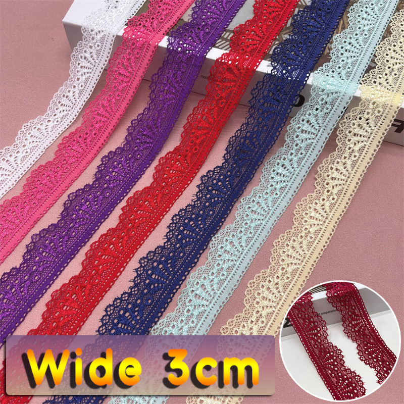 1 meter Soft elastic Border Lace trim with cutout lace colorful lace ...