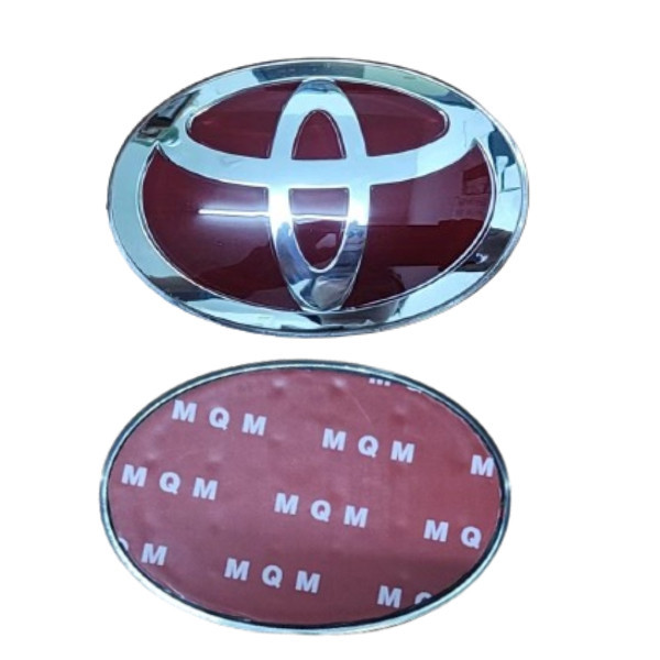 TOYOTA EMBLEM LOGO FRONT & REAR / RED + CHROME DESIGN /Emblem Badge ...